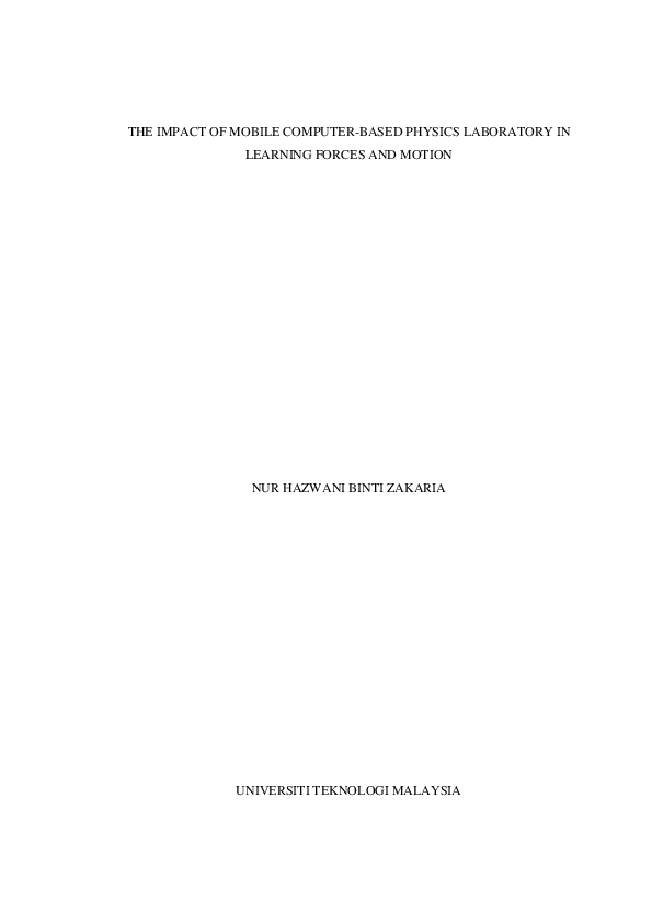 (PDF) The impact of mobile computer-based physics laboratory in learning forces and motion