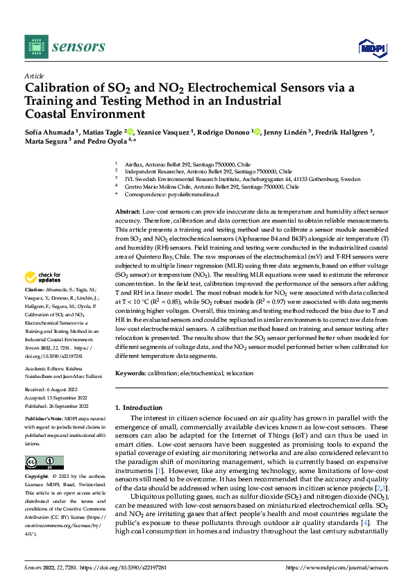 (PDF) Calibration of SO2 and NO2 Electrochemical Sensors via a Training ...