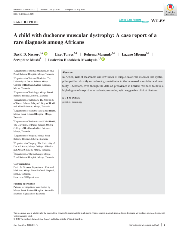 (PDF) A child with duchenne muscular dystrophy: A case report of a rare ...
