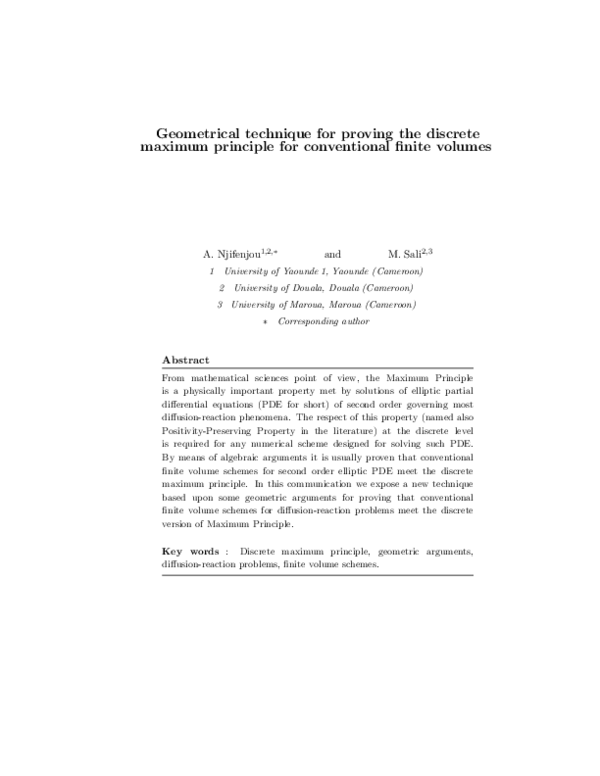 (PDF) Geometrical technique for proving the discrete maximum principle for conventional finite ...