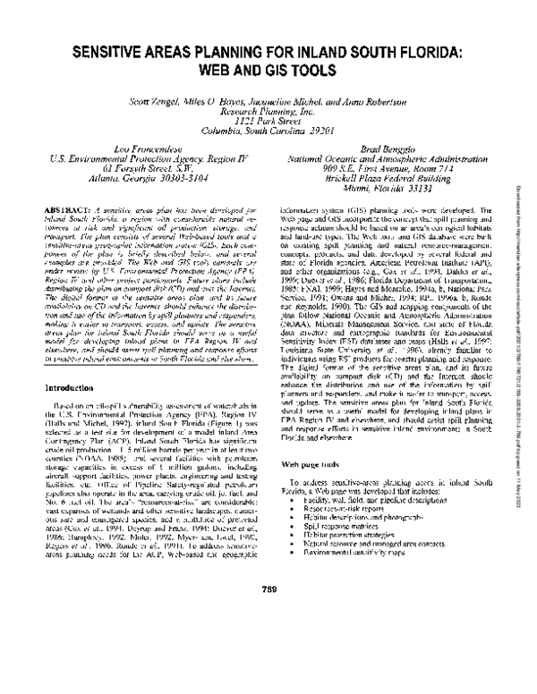 (PDF) Sensitive Areas Planning for Inland South Florida: Web and Gis Tools