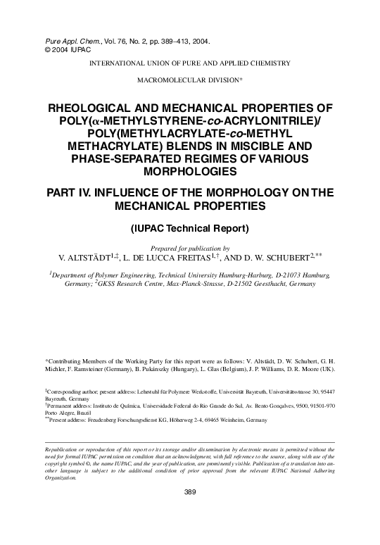 (PDF) Rheological and mechanical properties of poly(α-methylstyrene-co ...