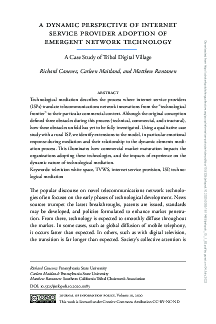 (PDF) A Dynamic Perspective of Internet Service Provider Adoption of ...
