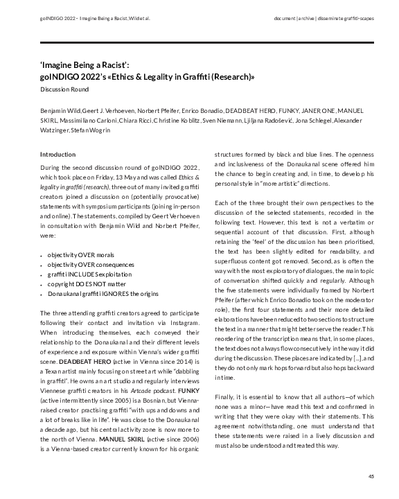 (PDF) 'Imagine being a racist': goINDIGO 2022's «Ethics & legality in ...