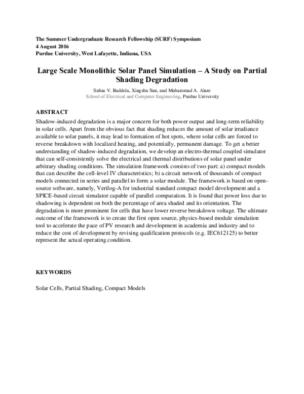(PDF) Large Scale Monolithic Solar Panel Simulation - A Study on Partial Shading Degradation ...