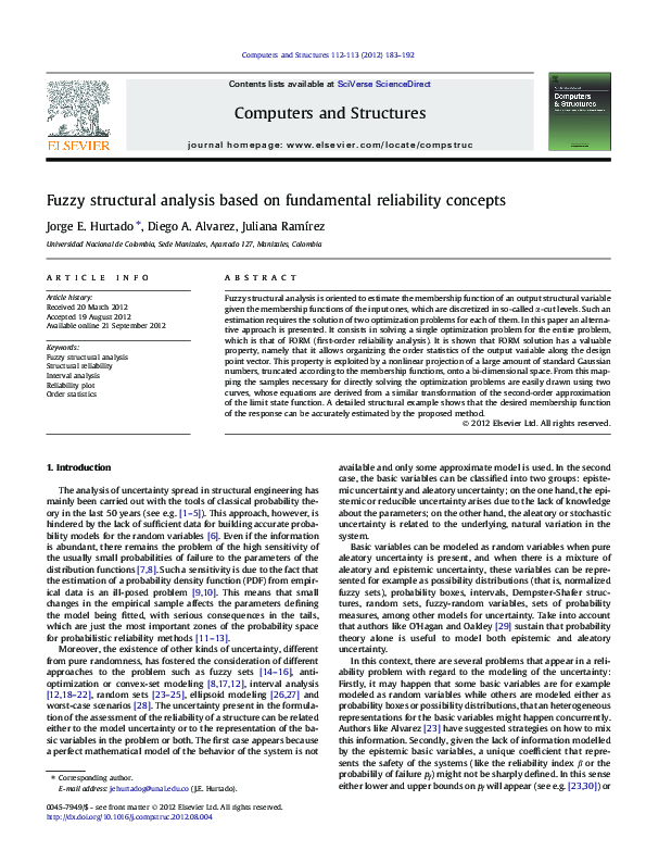 (PDF) Fuzzy structural analysis based on fundamental reliability concepts | Juliana Lasso ...