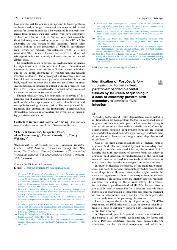 (PDF) Identification of Fusobacterium nucleatum in formalin-fixed, paraffin-embedded placental ...