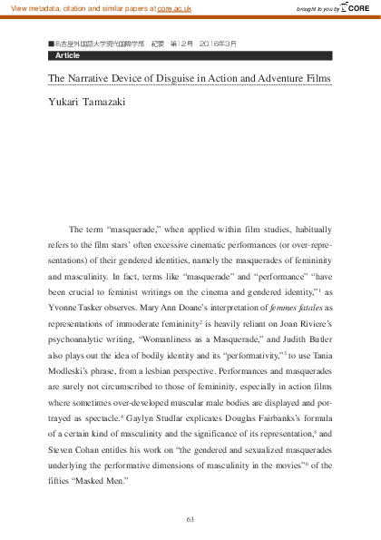 (PDF) The Narrative Device of Disguise in Action and Adventure Films