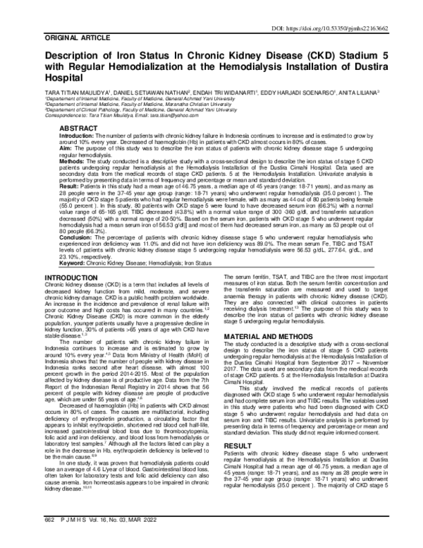(PDF) Description of Iron Status In Chronic Kidney Disease (CKD ...