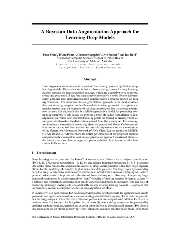 (PDF) A Bayesian Data Augmentation Approach for Learning Deep Models