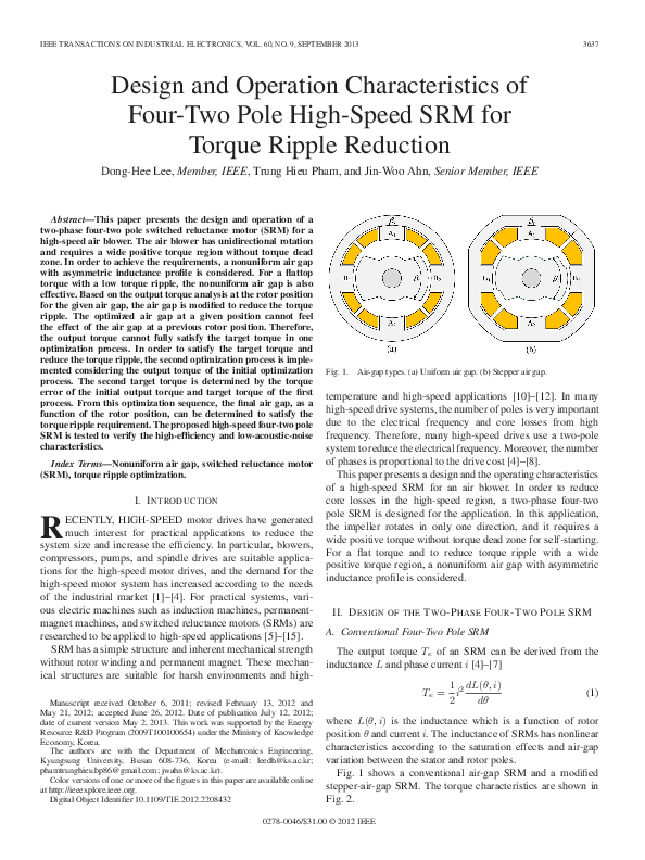 (PDF) Design and Operation Characteristics of Four-Two Pole High-Speed ...