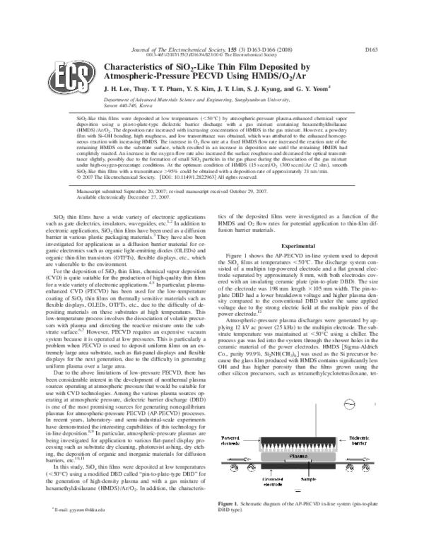 (PDF) Characteristics of SiO[sub 2]-Like Thin Film Deposited by ...
