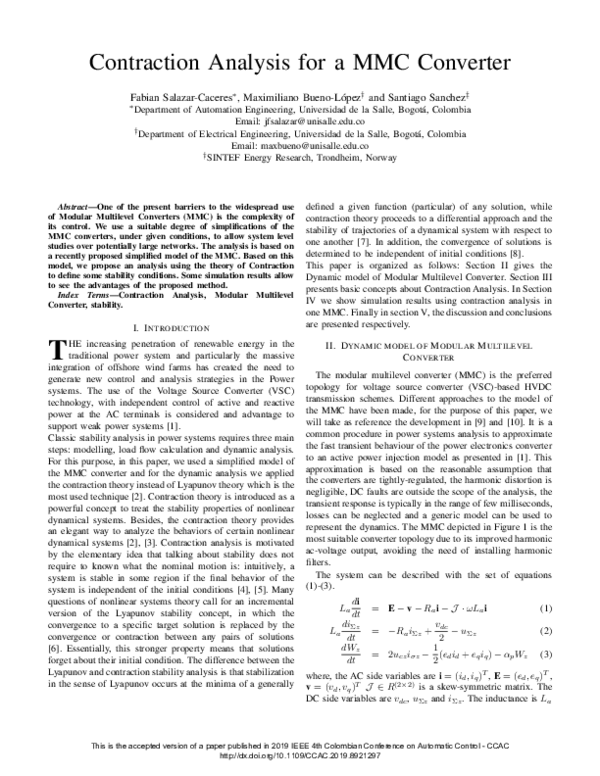 (PDF) Contraction Analysis for a MMC Converter