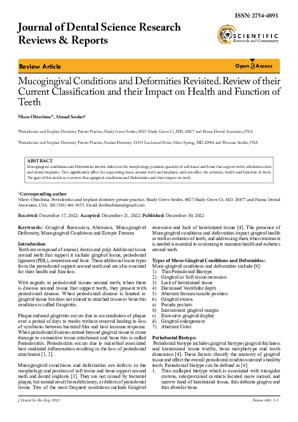 (PDF) Mucogingival Conditions and Deformities Revisited. Review of ...