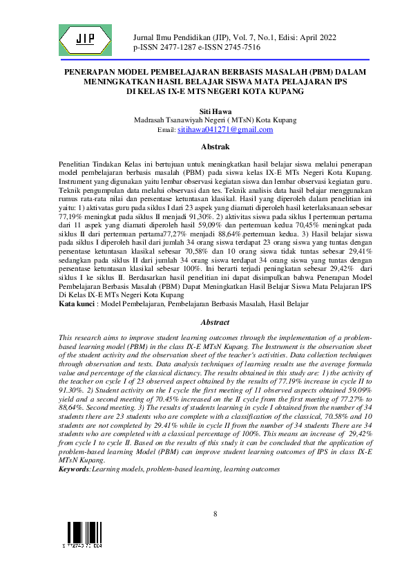 (PDF) Penerapan Model Pembelajaran Berbasis Masalah (PBM) Dalam ...