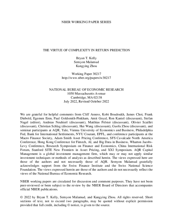 (PDF) The Virtue of Complexity in Return Prediction