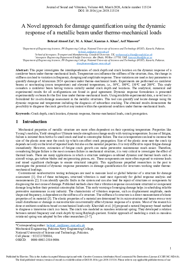 (PDF) A novel approach for damage quantification using the dynamic ...