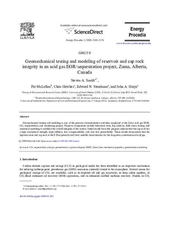 (PDF) Geomechanical testing and modeling of reservoir and cap rock ...