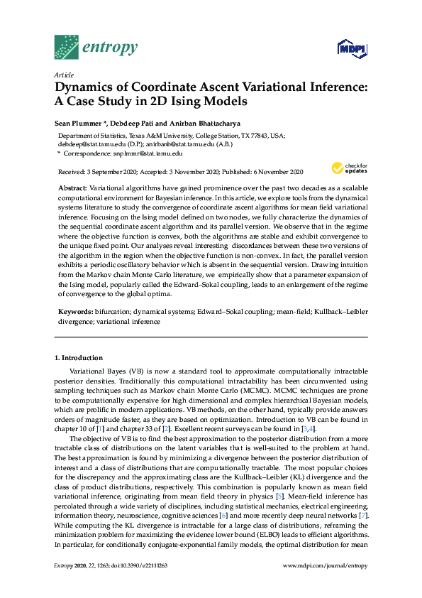 (PDF) Dynamics of Coordinate Ascent Variational Inference: A Case Study in 2D Ising Models