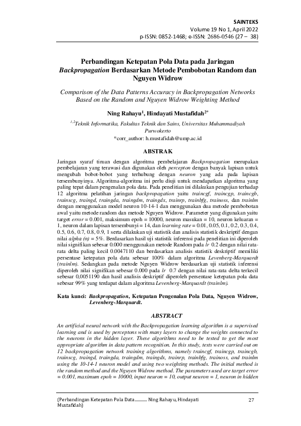 (PDF) Perbandingan Ketepatan Pola Data pada Jaringan Backpropagation ...