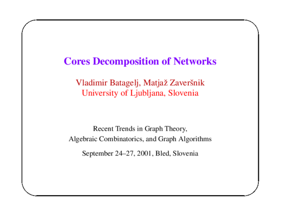 (PDF) An Cores Decomposition of Networks