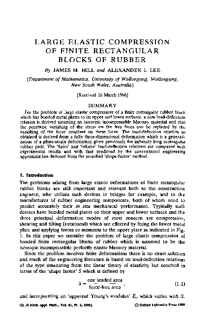 (PDF) Large Elastic Compression of Finite Rectangular Blocks of Rubber