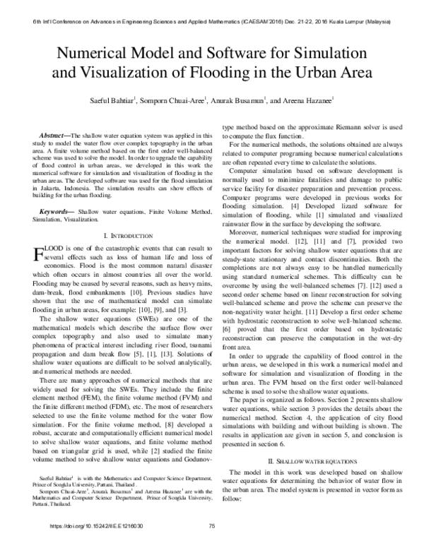 (PDF) Numerical Model and Software for Simulation and Visualization of Flooding in the Urban Area