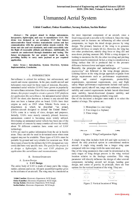 (PDF) Unmanned Aerial System