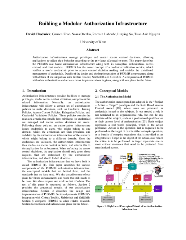 (PDF) Building a modular authorization infrastructure