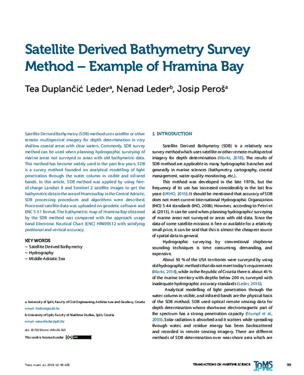 (PDF) Satellite Derived Bathymetry Survey Method - Example of Hramina Bay