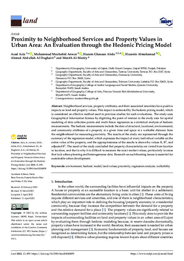 (PDF) Proximity to Neighborhood Services and Property Values in Urban ...