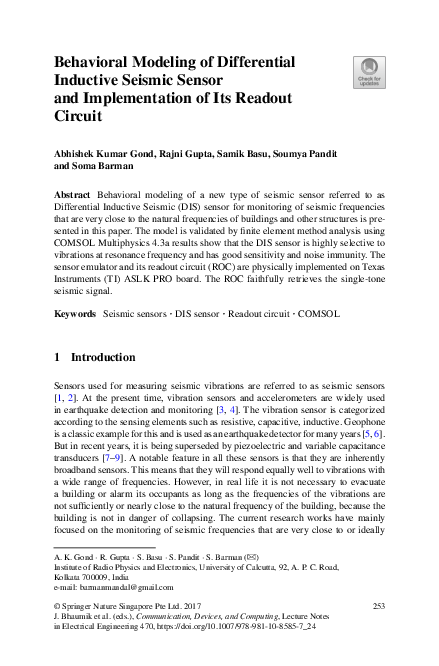 (PDF) Behavioral Modeling of Differential Inductive Seismic Sensor and Implementation of Its ...