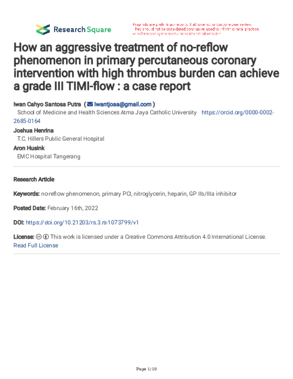 (PDF) How an aggressive treatment of no-reflow phenomenon in primary ...