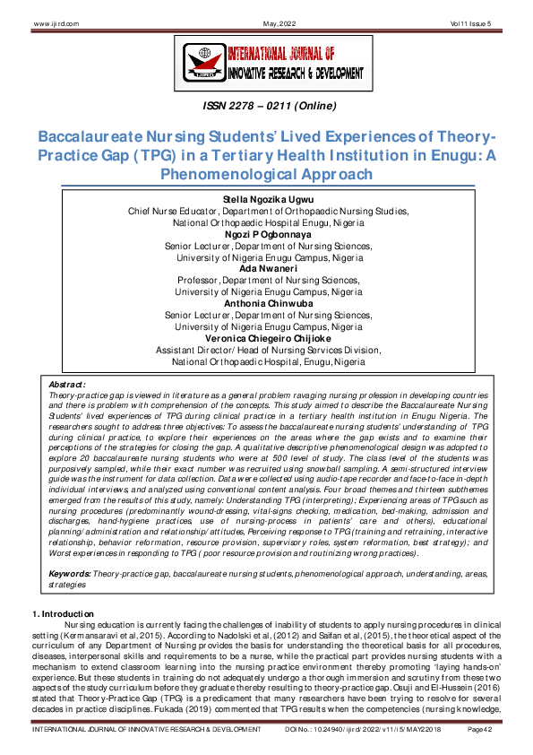 (PDF) Baccalaureate Nursing Students’ Lived Experiences of Theory ...