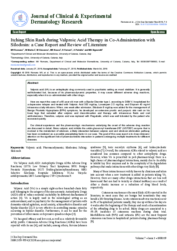 (PDF) Itching Skin Rash during Valproic Acid Therapy in Co ...