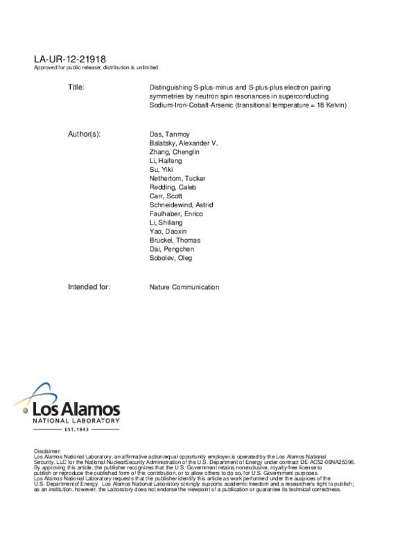 (PDF) Distinguishing S-plus-minus and S-plus-plus electron pairing ...