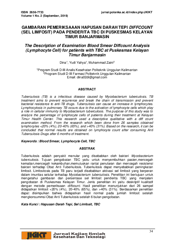 (PDF) Gambaran Pemeriksaaan Hapusan Darah Tepi Diffcount (Sel Limfosit ...
