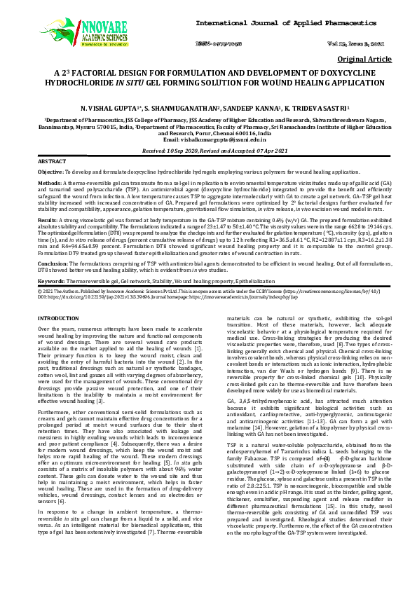 Pdf 3 Factorial Design For Formulation And Development Of Doxycycline Hydrochloride In Situ