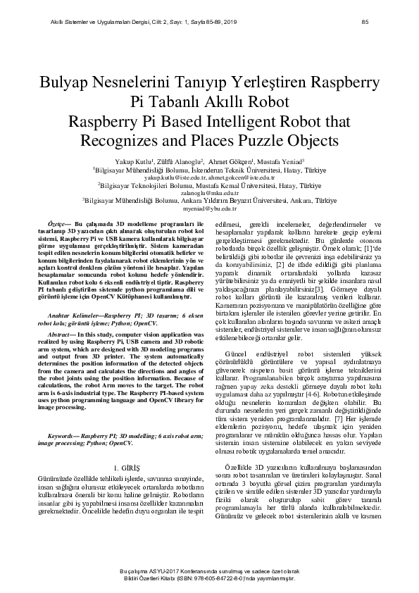 (PDF) Raspberry Pi Based Intelligent Robot that Recognizes and Places Puzzle Objects