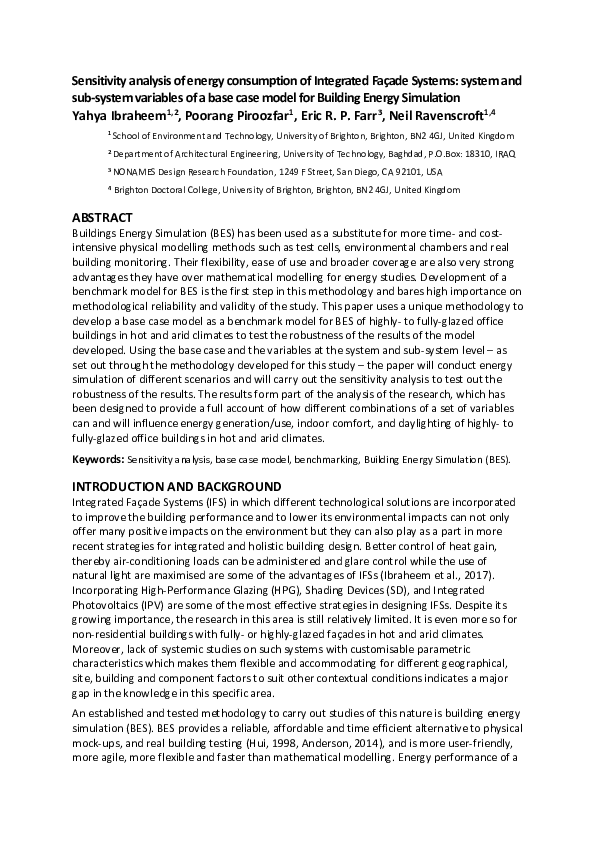 (PDF) Sensitivity analysis of energy consumption of Integrated Façade ...