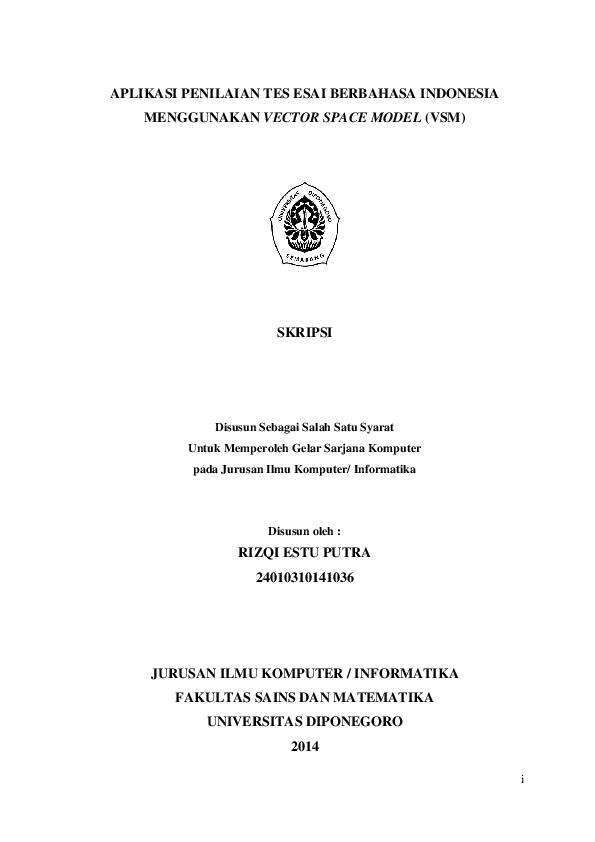 (PDF) Aplikasi Penilaian Tes Esai Berbahasa Indonesiamenggunakan Vector ...