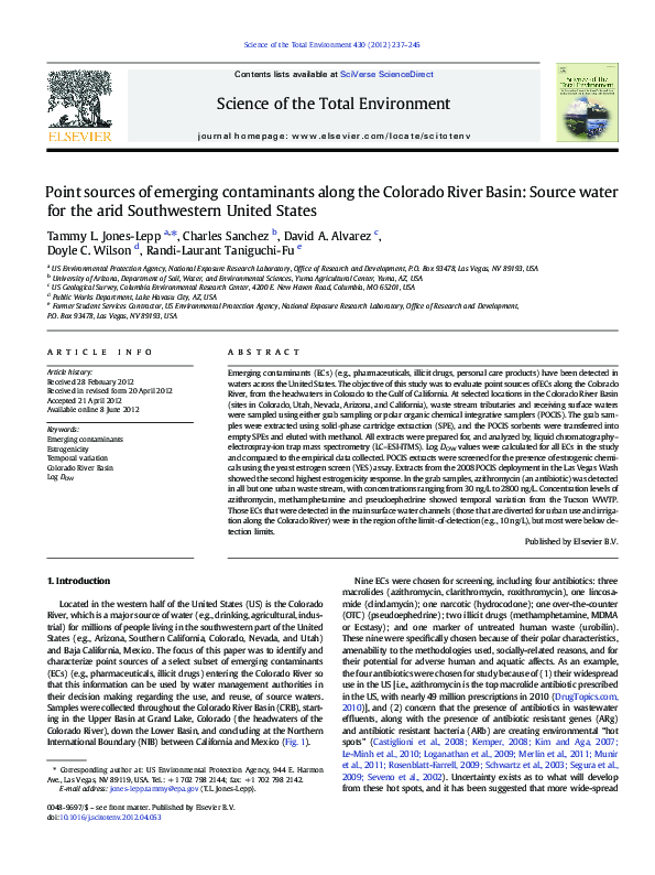 (PDF) Point sources of emerging contaminants along the Colorado River ...