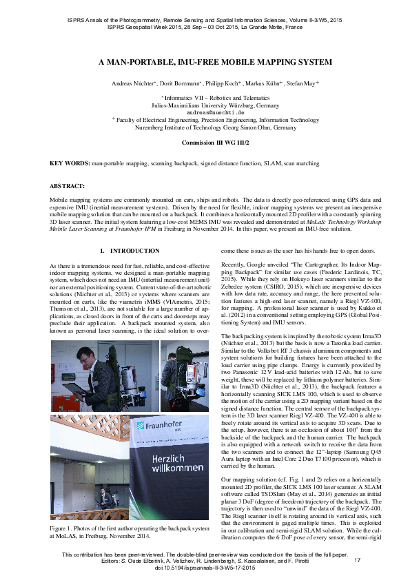 (PDF) A Man-Portable, Imu-Free Mobile Mapping System