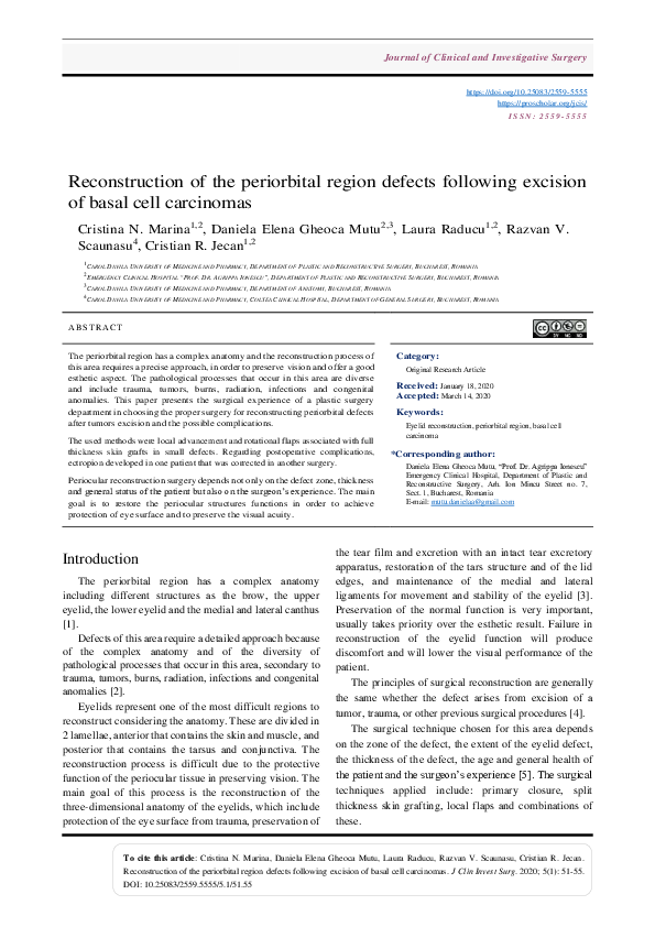 (PDF) Reconstruction of the periorbital region defects following ...