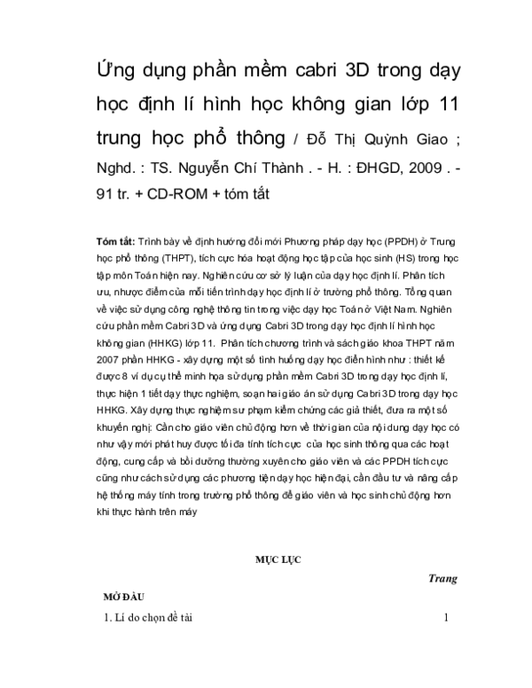 (PDF) Ứng dụng phần mềm cabri 3D trong dạy học định lí hình học không ...