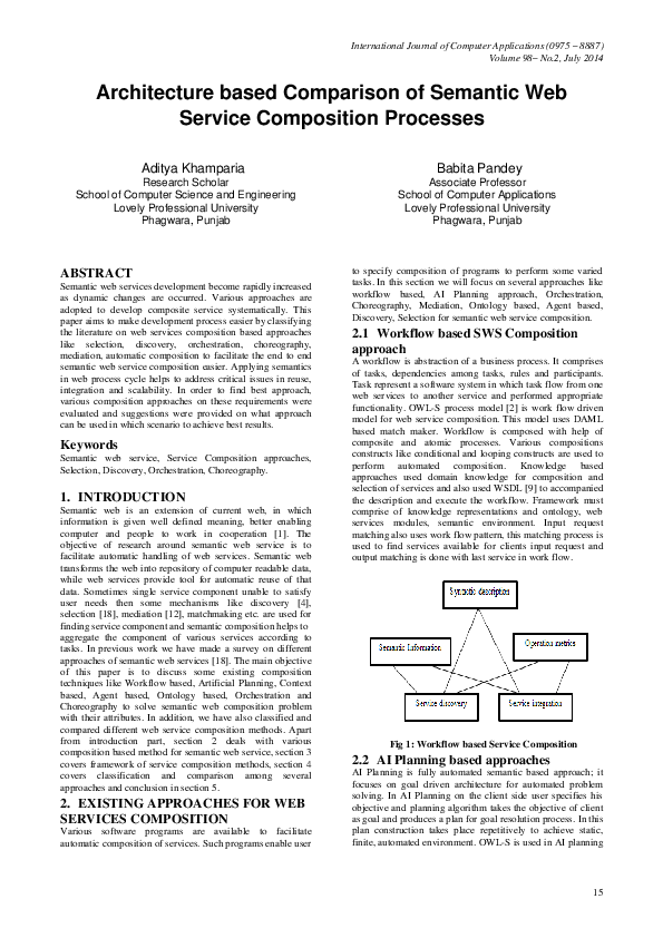 Pdf Architecture Based Comparison Of Semantic Web Service Composition