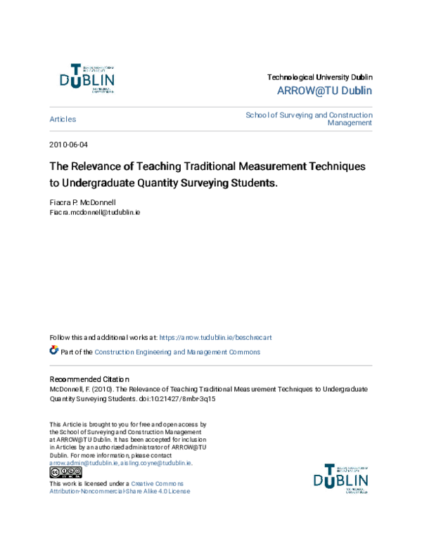 (PDF) The Relevance of Teaching Traditional Measurement Techniques to ...