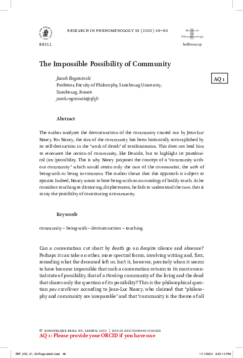 (PDF) The Impossible Possibility of Community