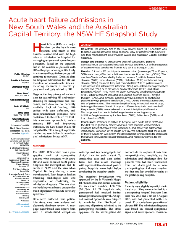 (PDF) Acute heart failure admissions in New South Wales and the ...