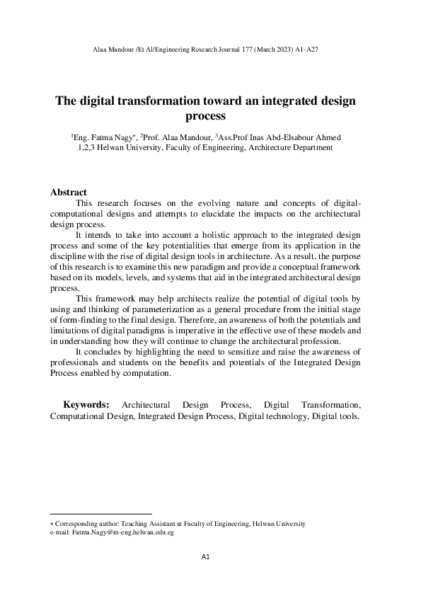 (PDF) The digital transformation toward an integrated design process